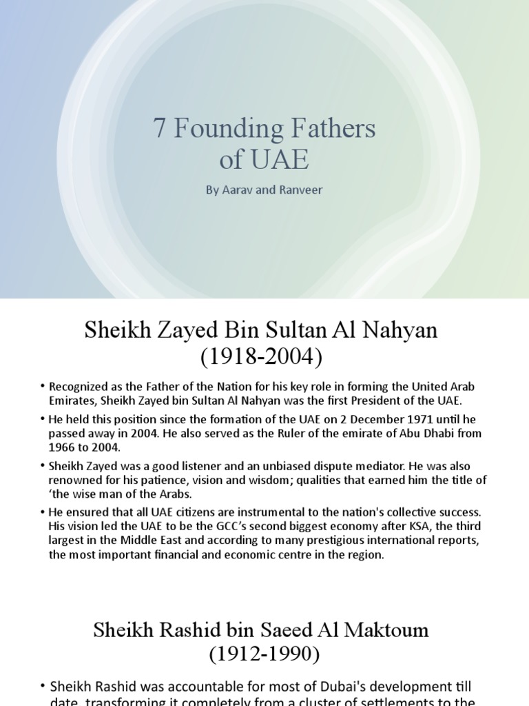 7 Founding Fathers of UAE | PDF | United Arab Emirates | Middle East