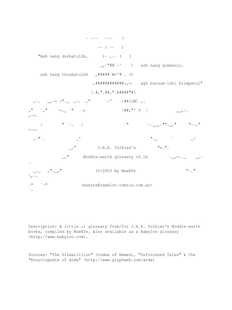 Middle-earth Glossary Overview | PDF | Middle Earth