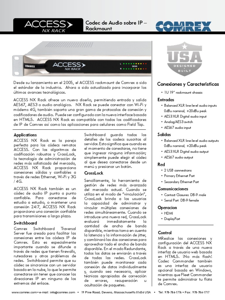 ACCESS NX Rack Brochure April 2019 Spanish | PDF | Transmisión de datos | Datos de computadora