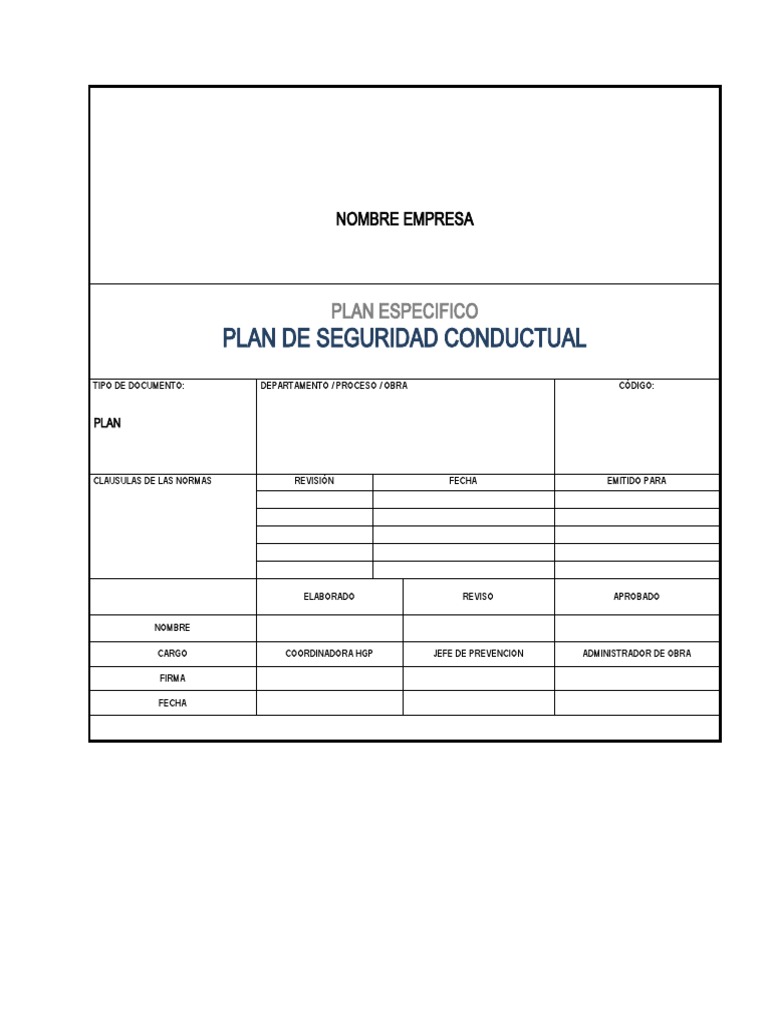 Plan Seguridad Conductual | PDF