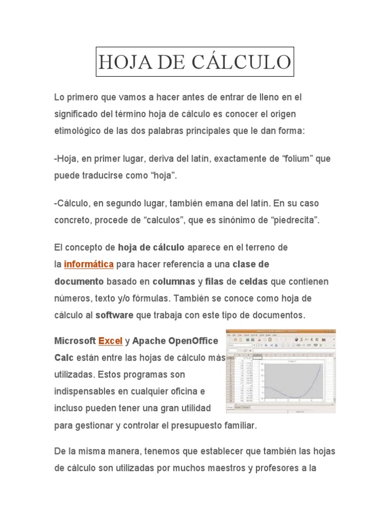 Ventajas de las Hojas de Cálculo | PDF