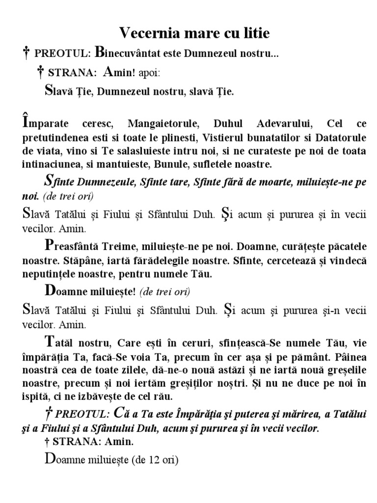 Vecernia Cu Litie | PDF