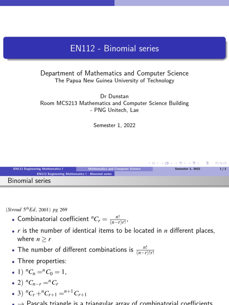 Binomial Series | PDF