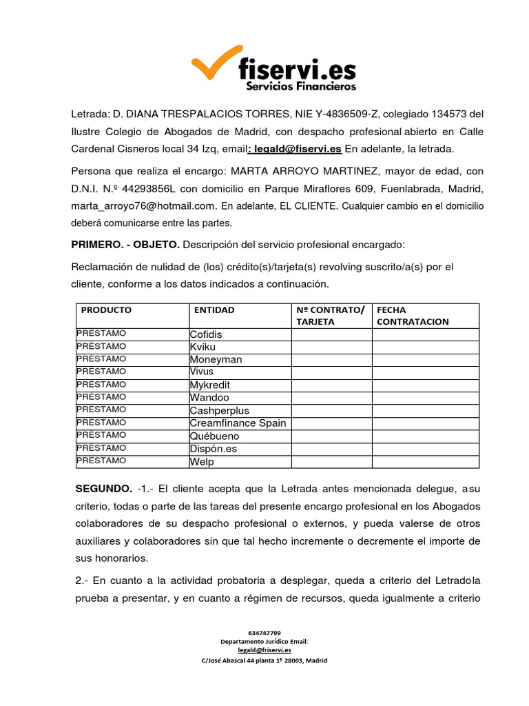 Hoja de Encargo Marta Arroyo-Firmado (11 | Descargar gratis PDF ...