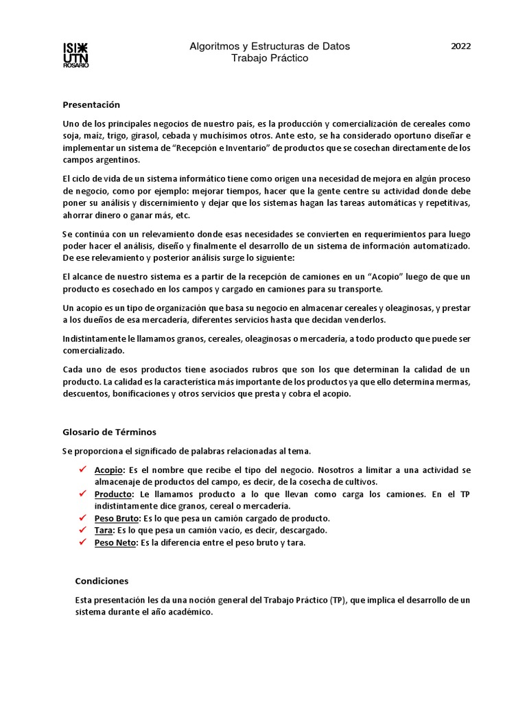 TP Algoritmos | PDF | Cereales | Informática