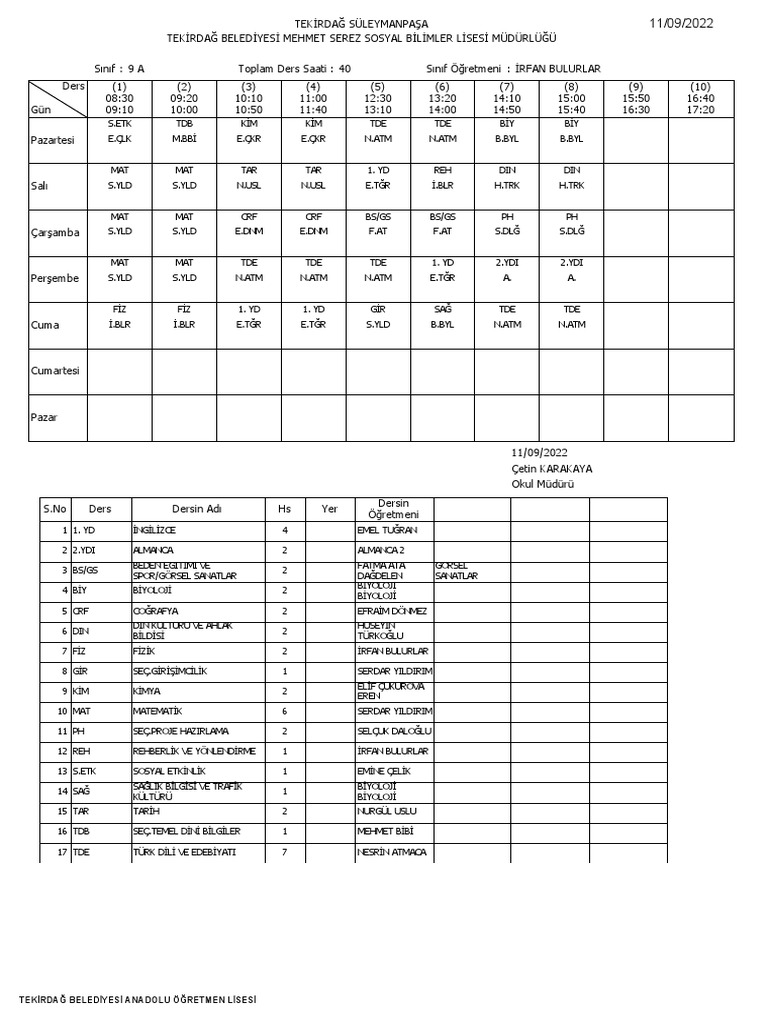 12 EYLÜL SnfProgram | PDF