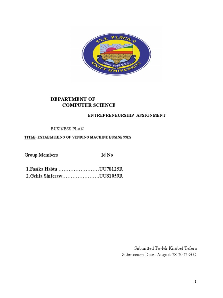 Vending Machine Business Plan | PDF