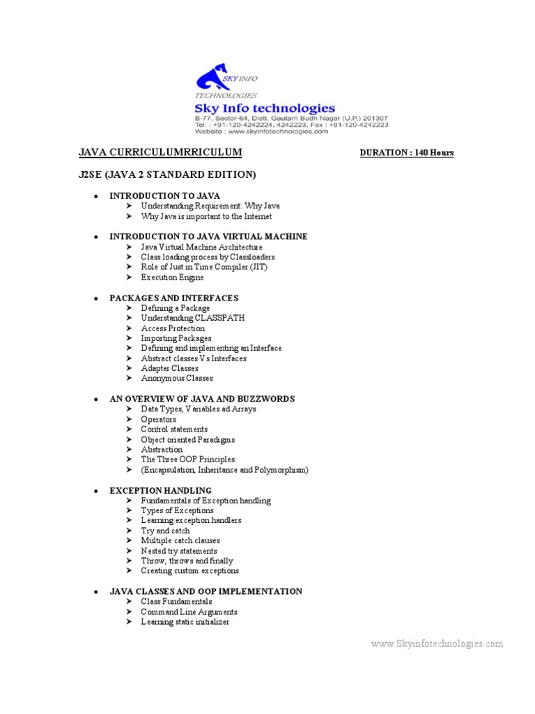 Java Curriculum Covers Core Concepts | PDF | Method (Computer ...