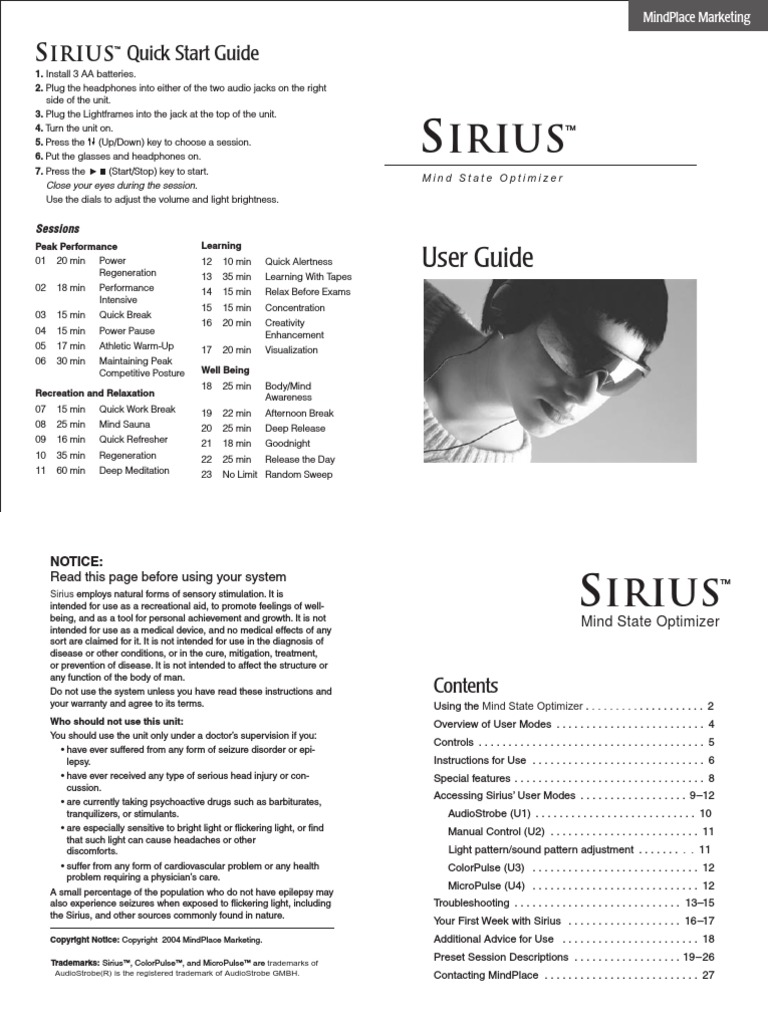 Sirius Guide | PDF | Headphones | Breathing