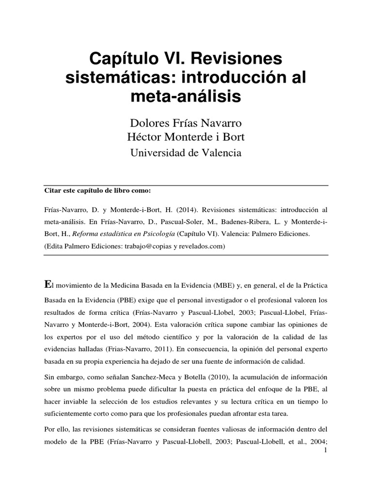 Frias Navarro Monterde Bort Capitulo Revi Sistematica | PDF