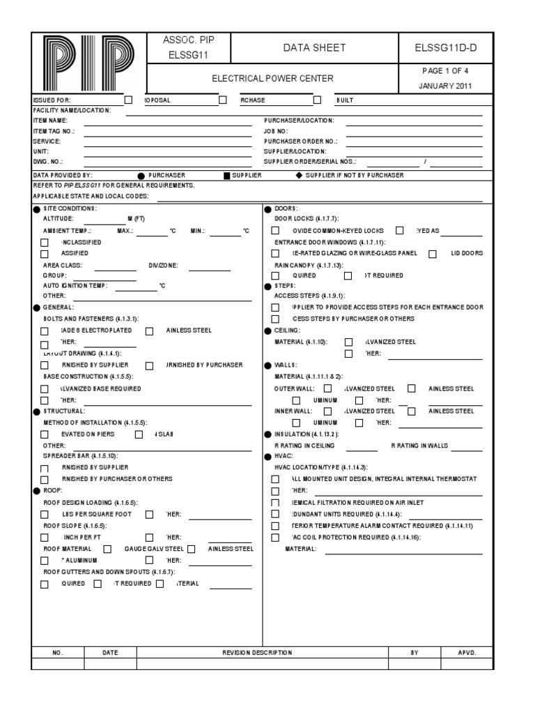 PIP ELSSG11D-2011_Electrical Power Center | PDF | Electrical Wiring ...