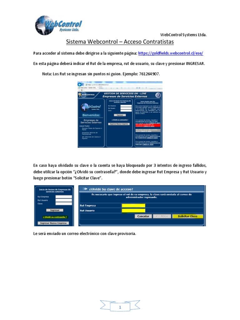Manual Web Control GOLDFIELDS Contratista | PDF | Ventana (informática) | Software