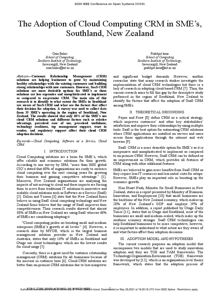 Baker 2020 | PDF | Customer Relationship Management | Cloud Computing