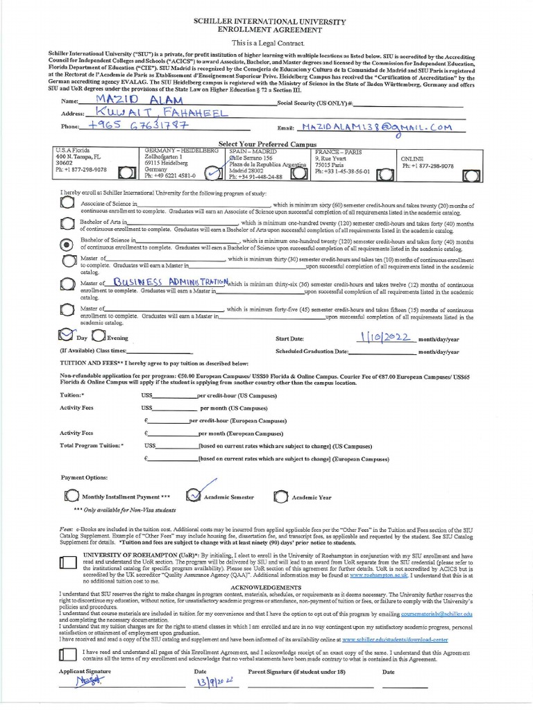 Enrollment Agreement Documentorg | PDF