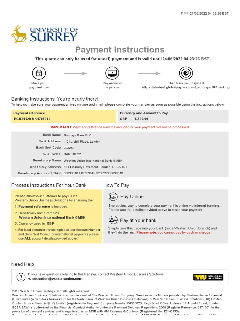 Instructions 1 | PDF | Payments | Banks