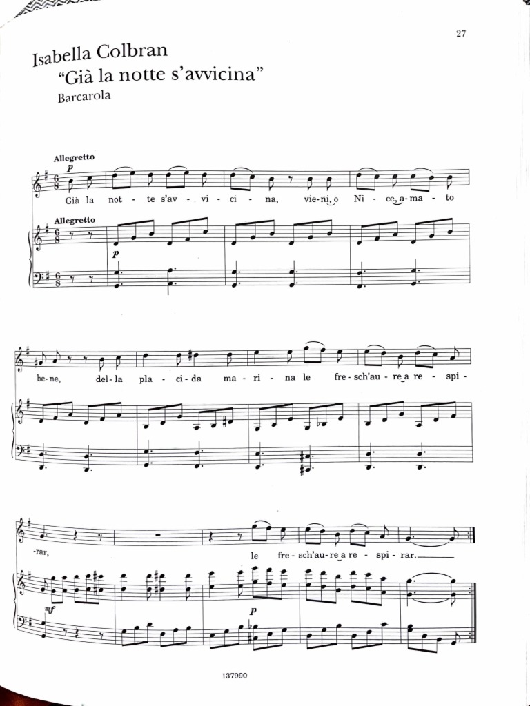 Isabella Colbran - Già La Notte S'avvicina | PDF