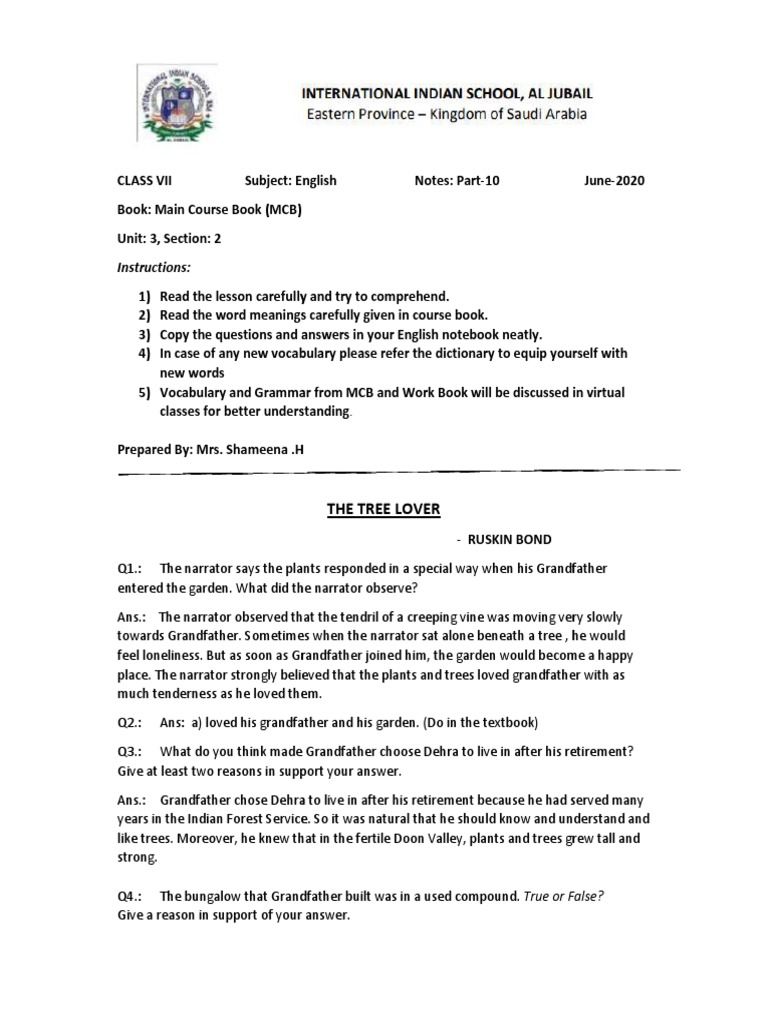 630202044202PM-Class 7 English Notes-Part 10 - MCB | PDF | Trees | Desert