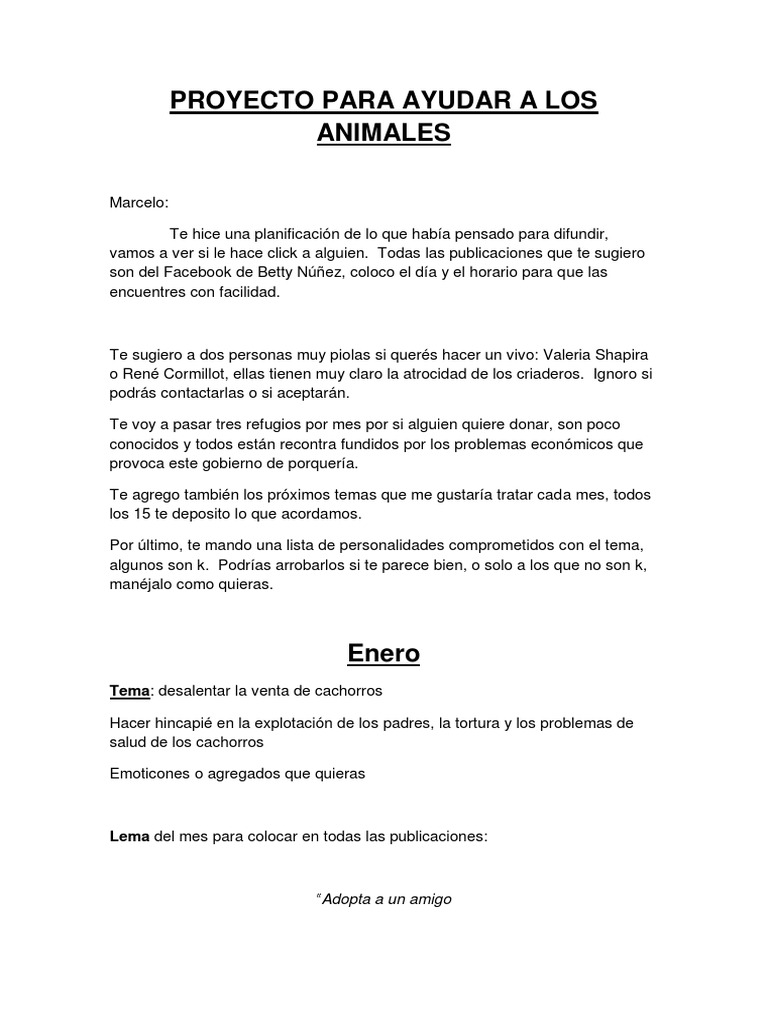 Proyecto para Ayudar A Los Animales Marcelo | PDF | Perros | Animales ...