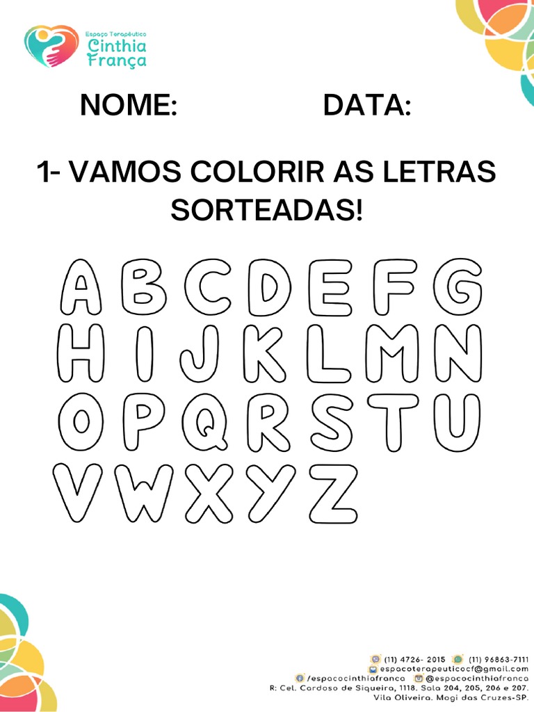 Bicolor Tracejar Letras Fundamental Folha de Atividades | PDF