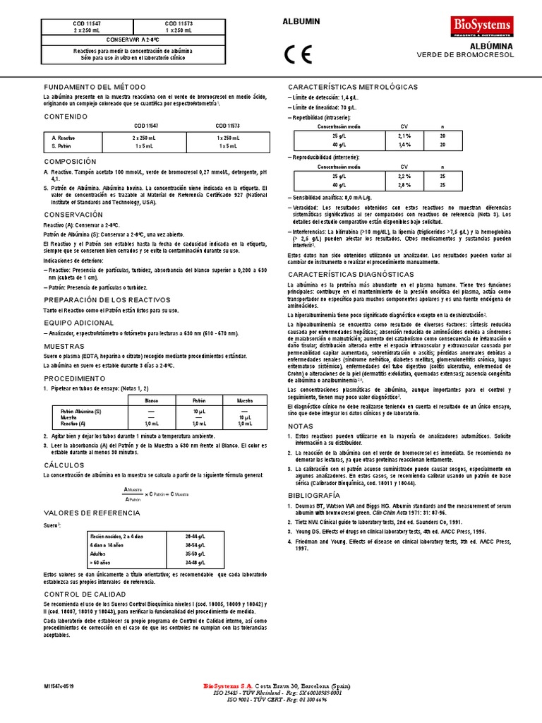 Albumina | PDF | Causas de la muerte | Medicina