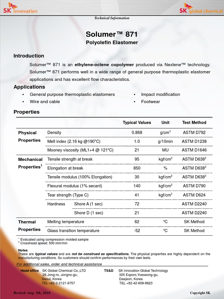 Technical Datasheet - Solumer 871 - Eng | PDF | Thermoplastic ...