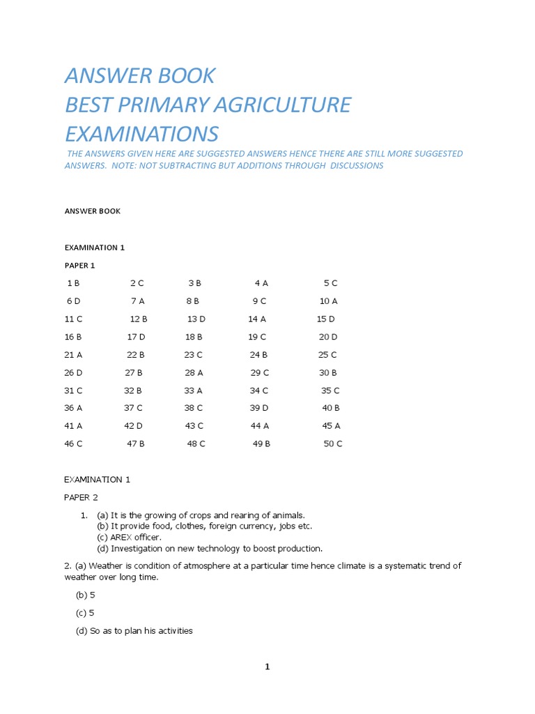 Grade 7 Agriculture Exam Answers | PDF | Agriculture | Soil