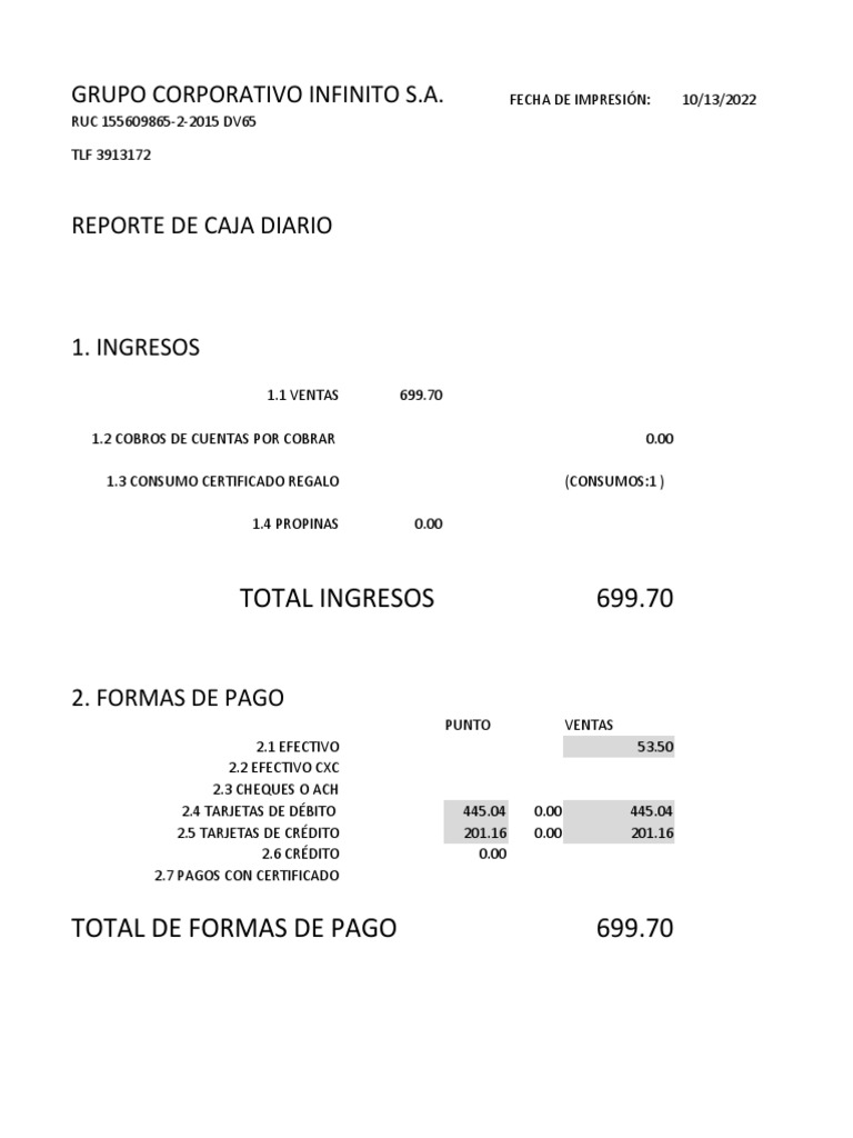 Reporte de Caja Diario Actual | PDF | Servicios financieros | Economias