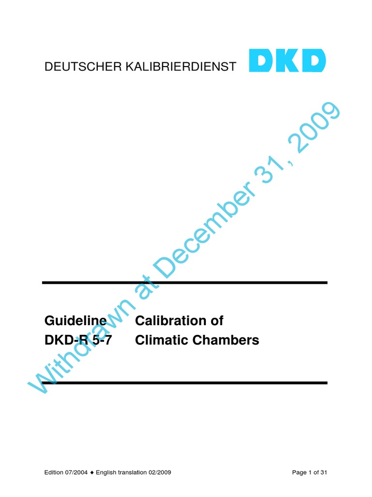 Guideline DKD R 5 7 Calibration of Clima | PDF | Calibration | Temperature