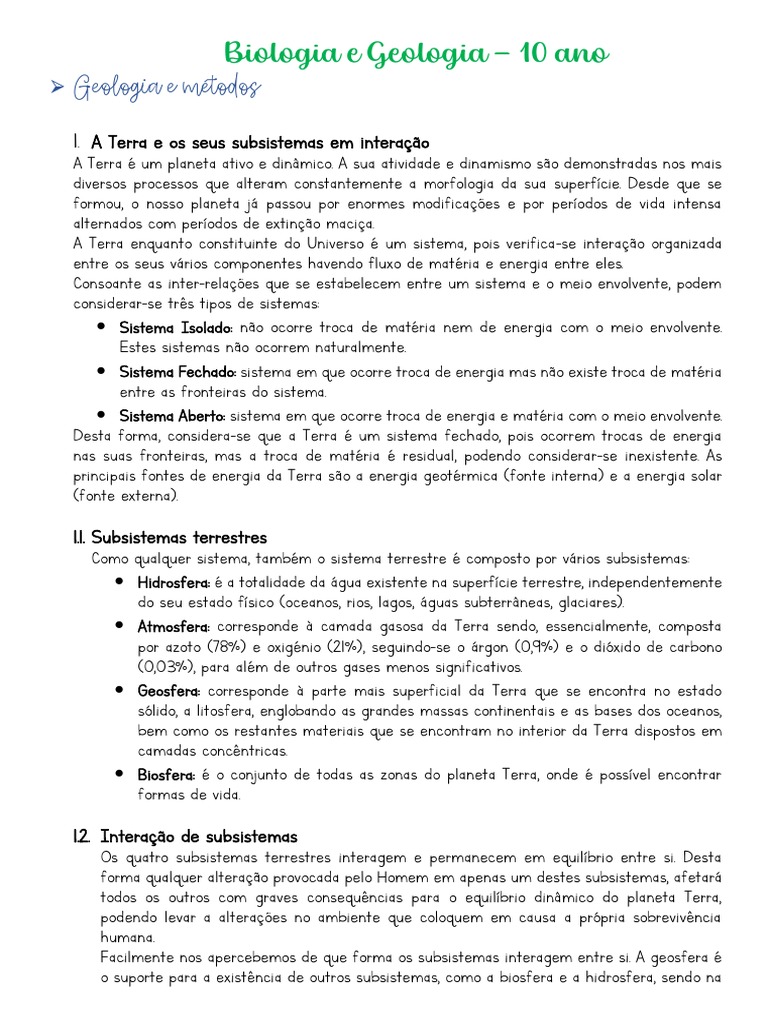 Biologia e Geologia 10º Ano | PDF