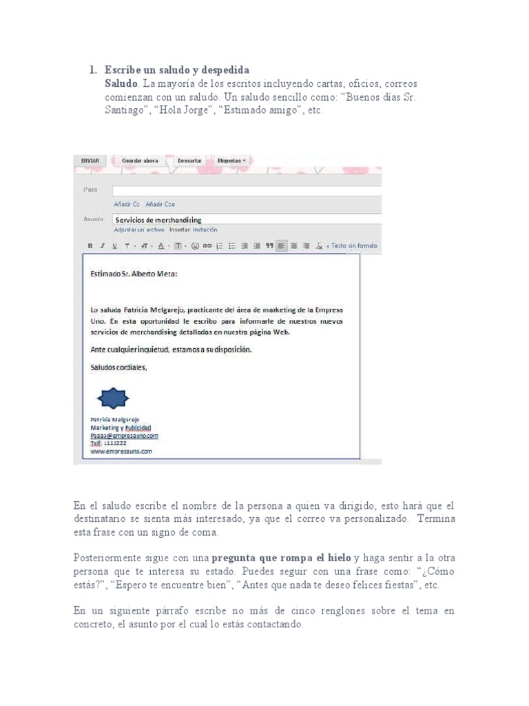 Cómo redactar correos formales efectivos | PDF | Caso de carta