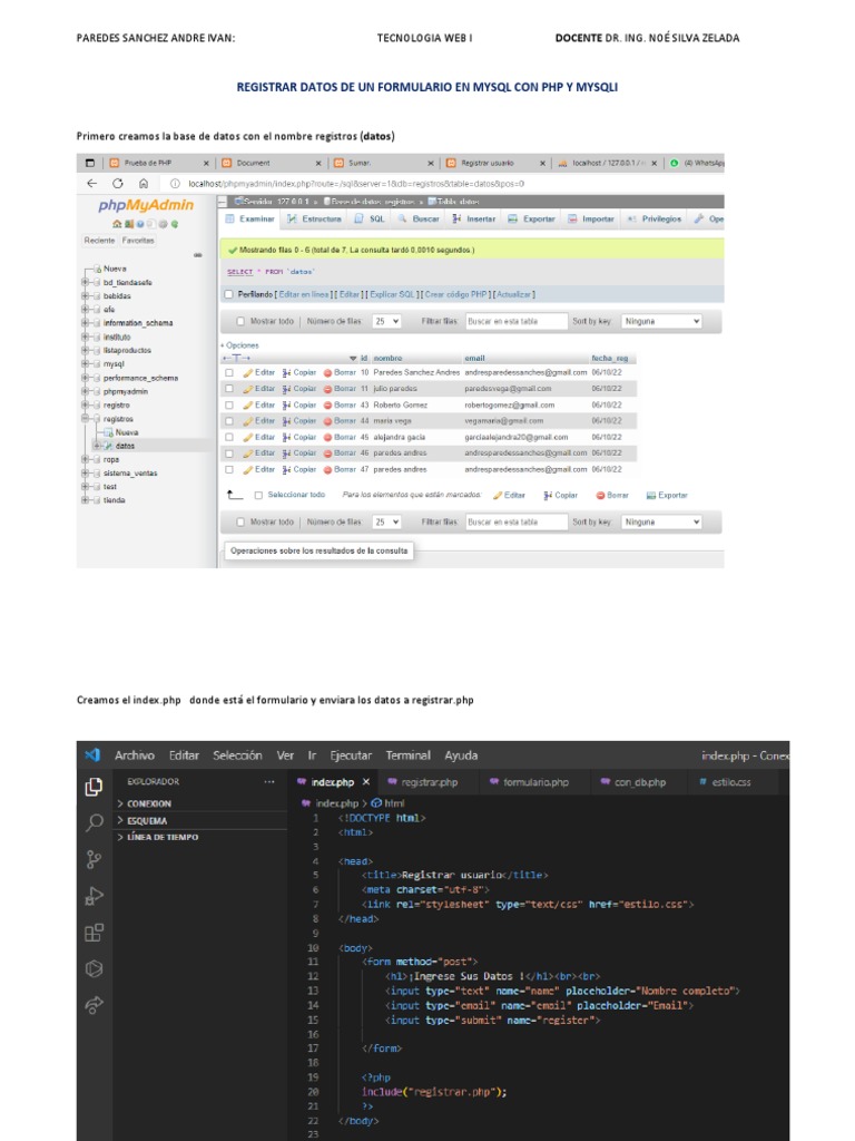 Registrar Datos de Un Formulario en Mysql Con PHP y Mysqli | PDF