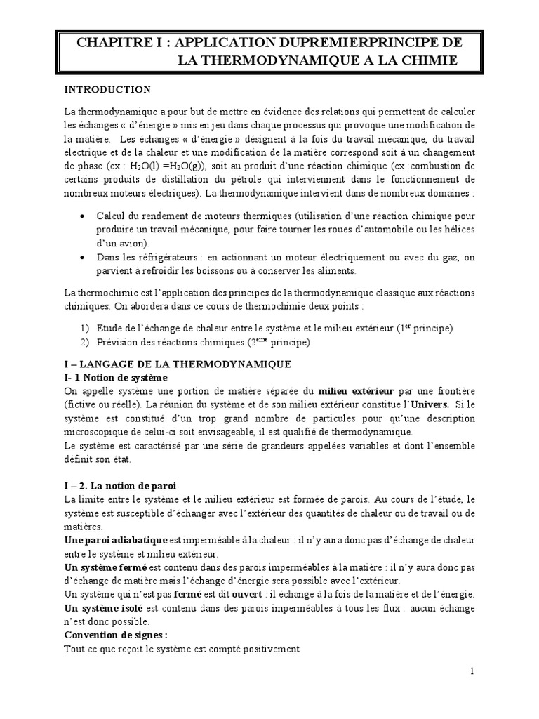 Cours de Thermo - 2022 | PDF | Thermodynamique | Entropie