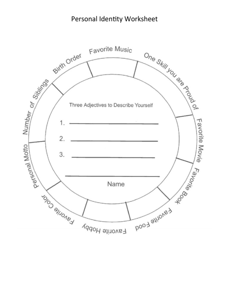 Personal Identity Worksheet | PDF