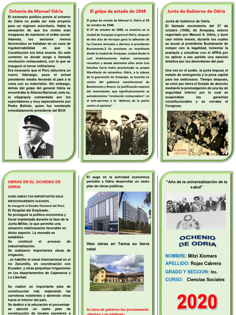 Triptico El Ochenio de Odria | PDF | Gobierno