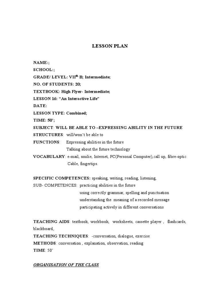 Future Abilities in High Flyer Lesson | PDF | Teachers | Lesson Plan