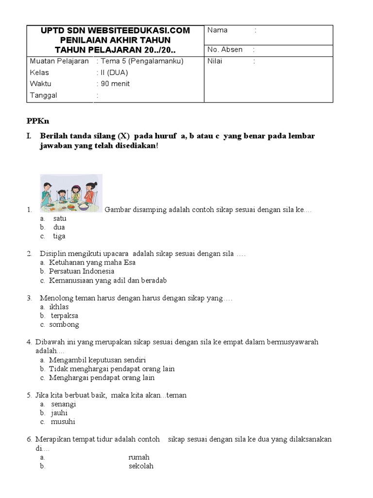 Soal PAT Kelas II Tema 5 | PDF