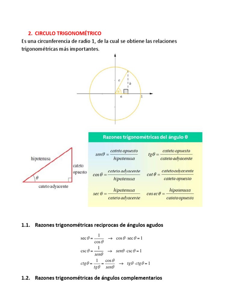 Circulo Trigonométrico | PDF | Trigonometría | Funciones trigonométricas