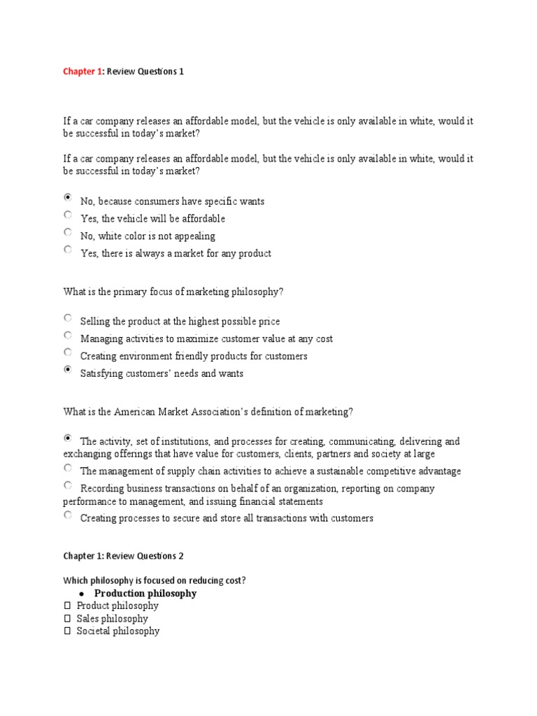 Marketing 351 - GRL Content - CH 1 | PDF | Marketing | Customer