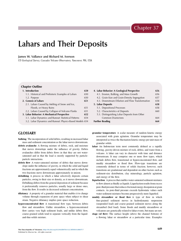 Chapter 37 - Lahars and Their Deposits - 2015 - The Encyclopedia of Volcanoes | PDF | Volcano ...