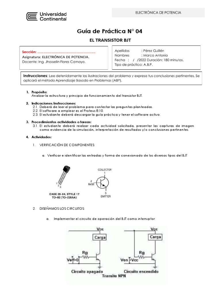 Guía Práctica Nº04 | PDF | Transistor de unión bipolar | Transistor