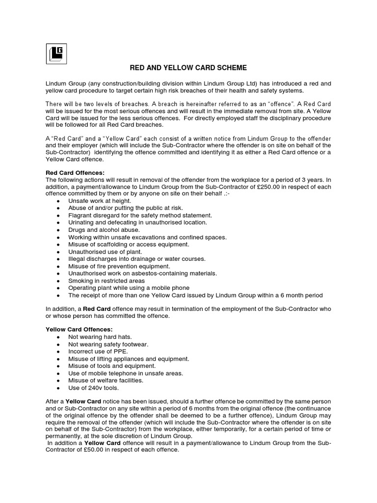 Red and Yellow Card Scheme | PDF | Substance Abuse