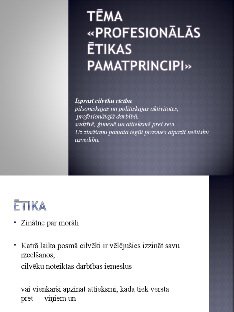 Etikas Pamatprincipi Piemeri 2 | PDF