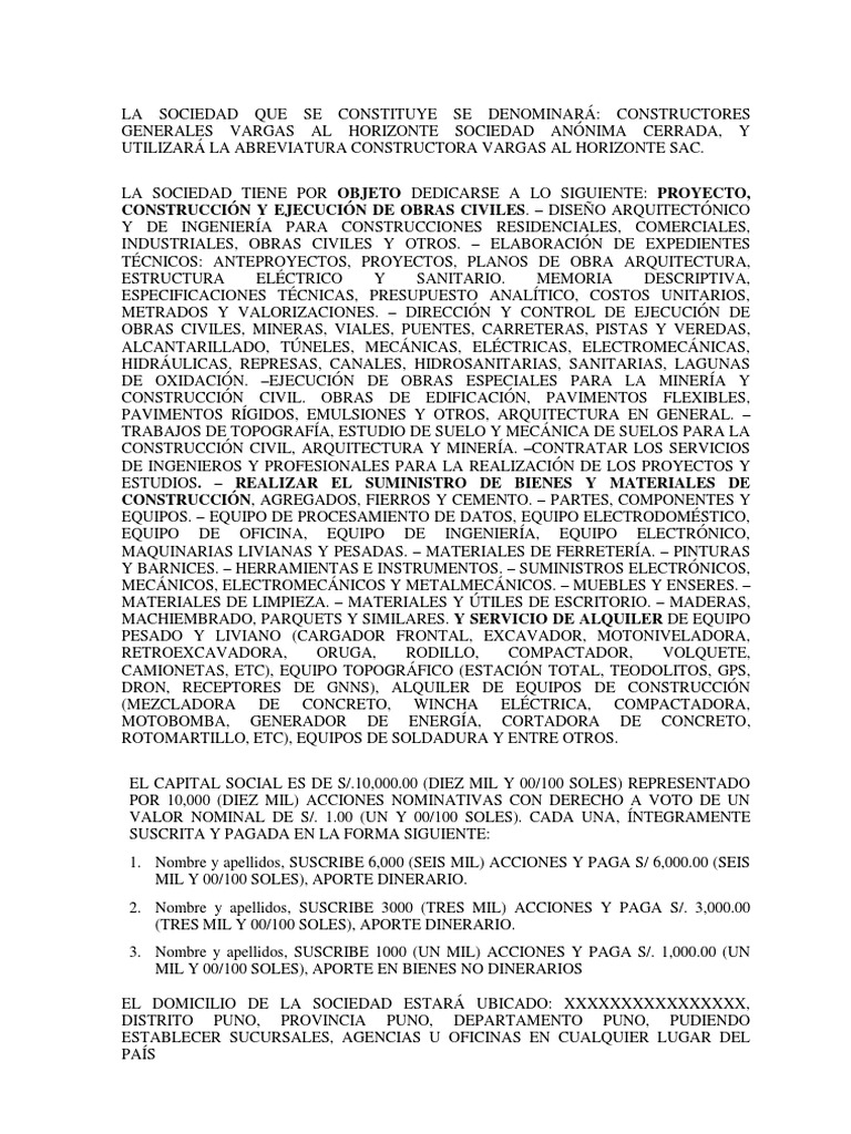 Constructora Vargas Sac | PDF | Ingeniería | Sectores Economicos