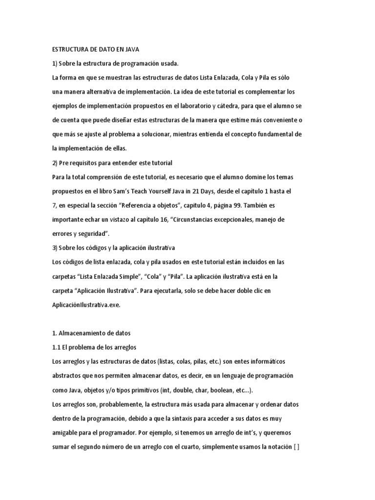 Estructura De Dato En Java Pdf Cola Tipo De Datos Abstractos 4381