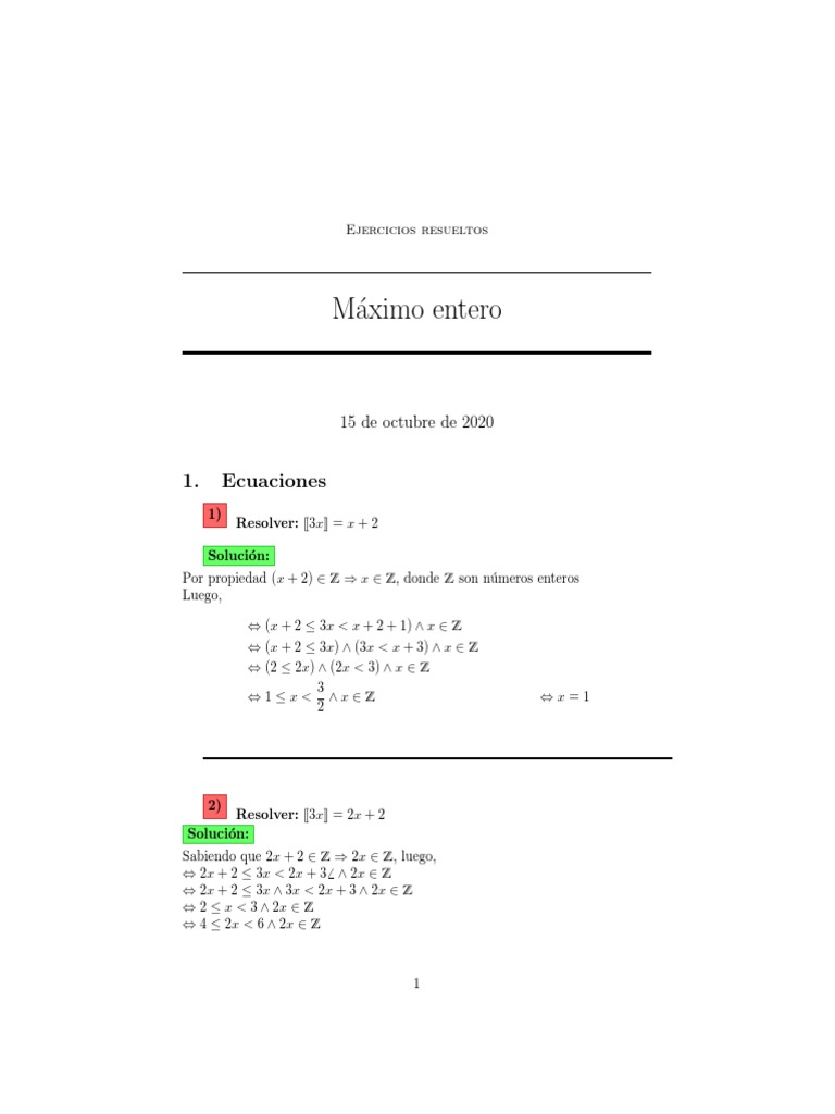 Maximo Entero | PDF | Matemáticas | Matemática Elemental