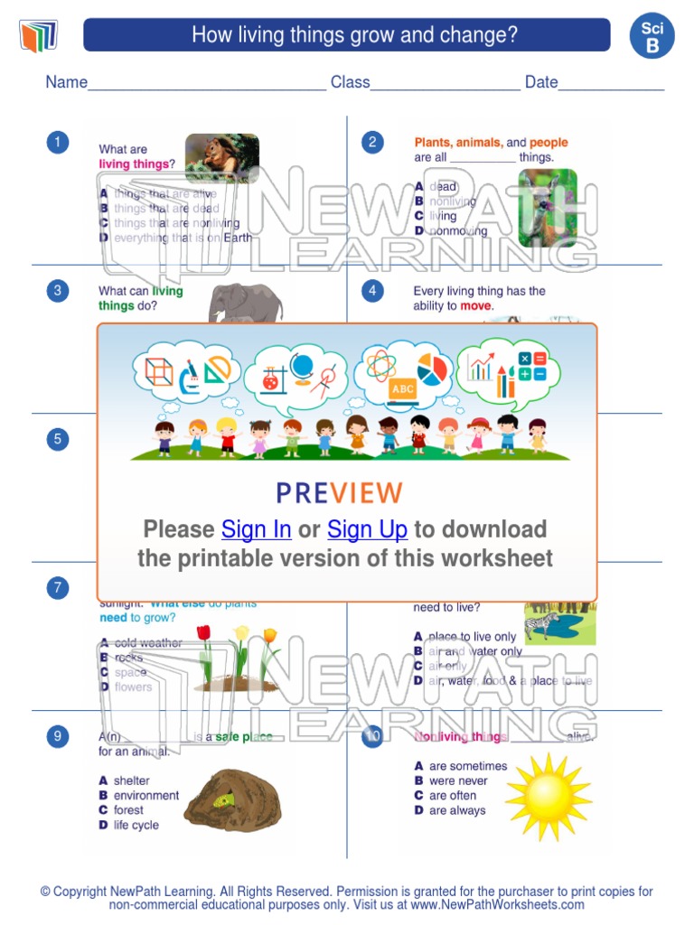 Worksheet Science Grade 2 How Living Things Grow and Change 0 | PDF ...
