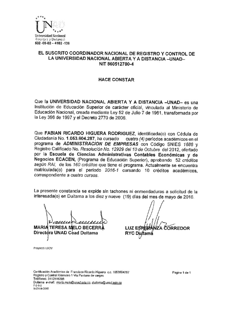 Certificado Unad | PDF