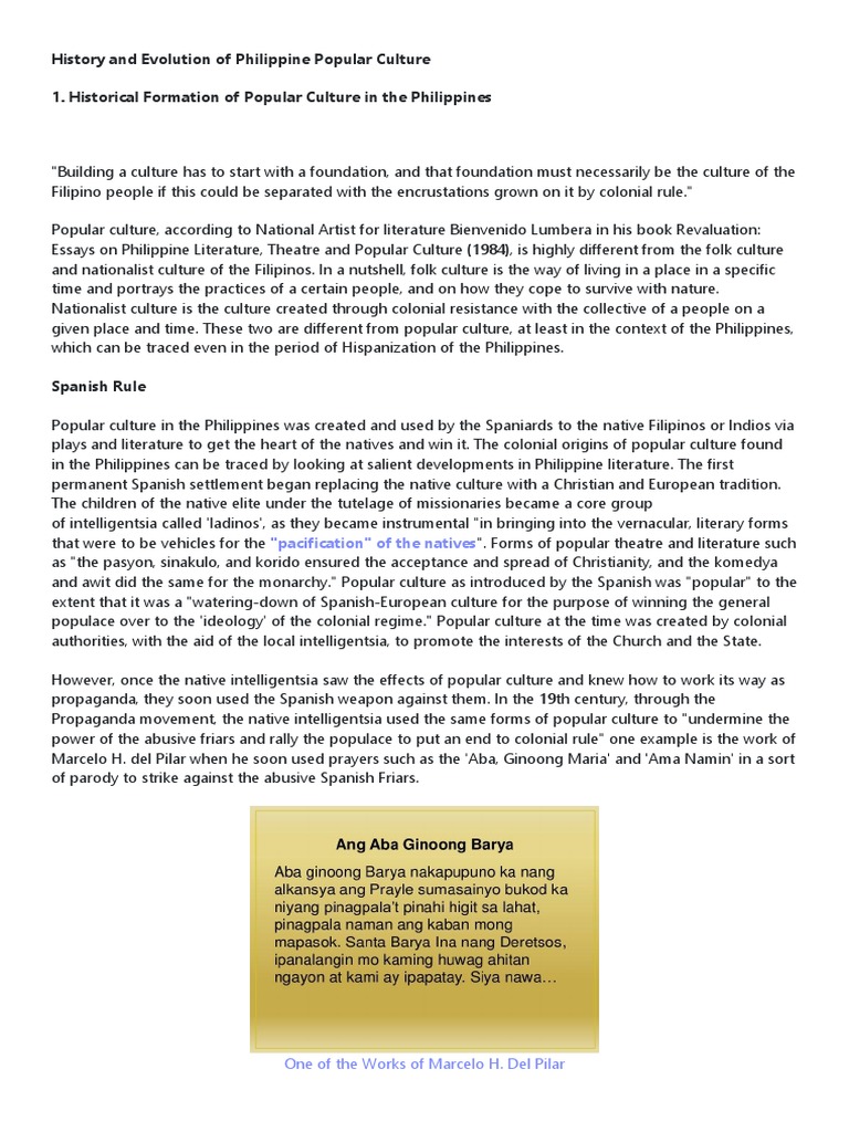 History and Evolution of Philippine Popular Culture | PDF | Philippines