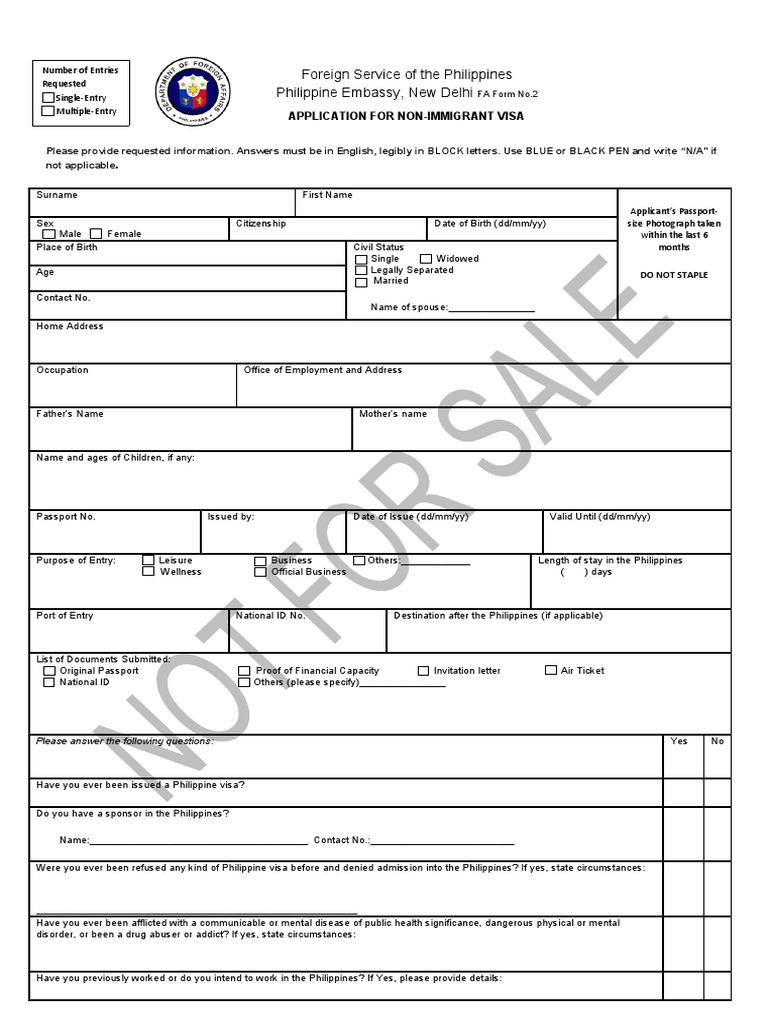 F.A._Form_No._2_Standard_Visa_Application_Form (3) 2021 version (1) | PDF