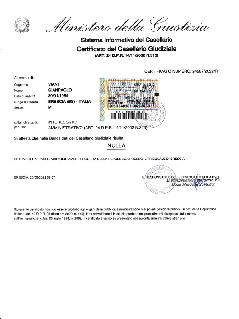 Italian Criminal Record | PDF